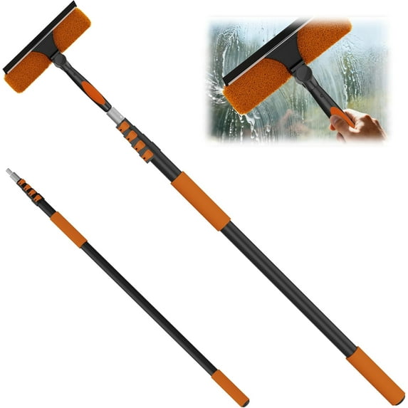 26FT High Window Cleaning Kit with Pole, 2-in-1 Window Squeegee with 5 ...