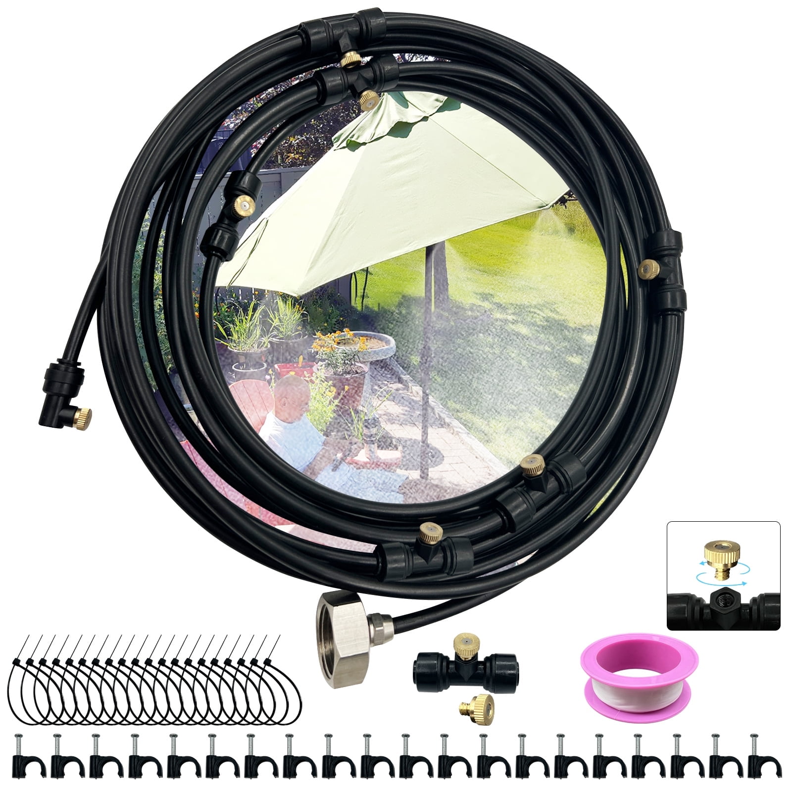 QISHI 26FT Misting Cooling System, Water Mist Line for Patio, Garden ...