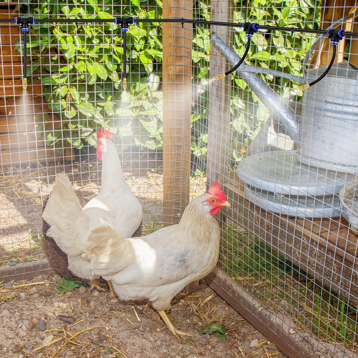 26FT Misting Cooling System for Poultry with Adjustable Brass Nozzles ...