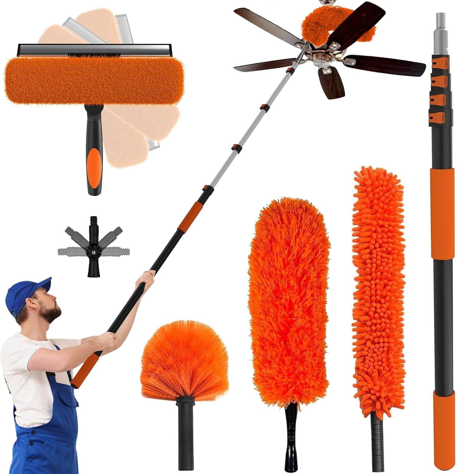 26FT Reach Dusting Kit, Long Duster with 5-20FT Extension Pole for High ...