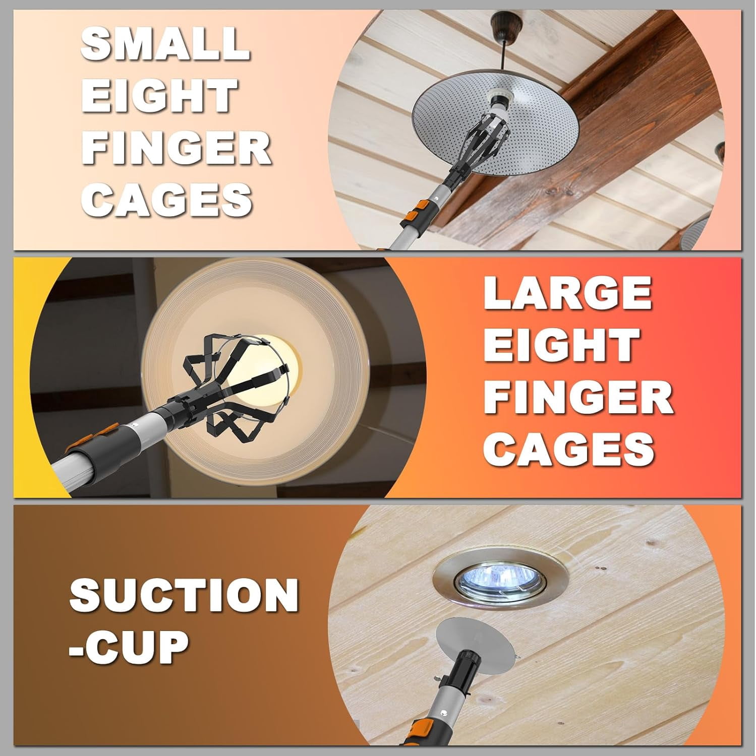 26FT Reach Light Bulb Changer for High Ceilings with 5-20FT Telescopic ...