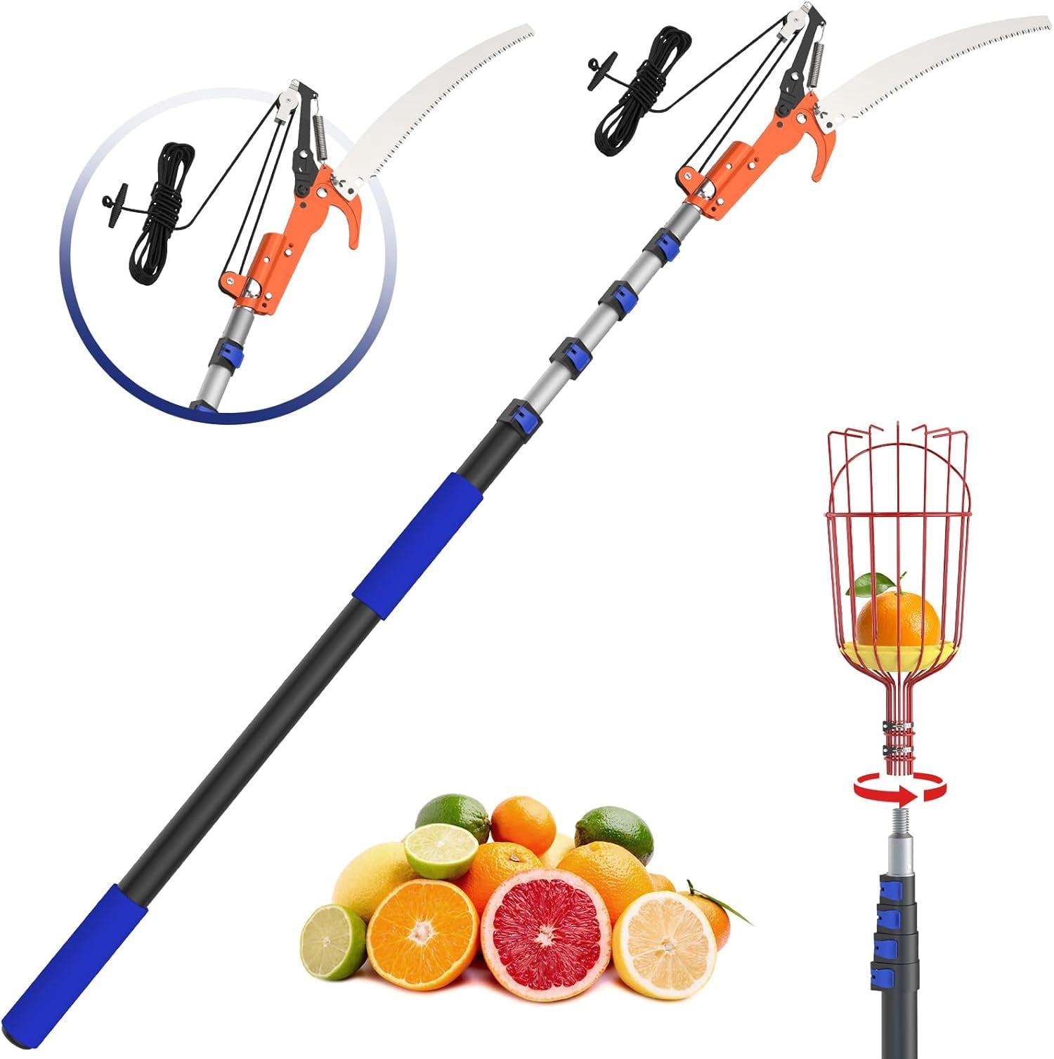 26FT Reach Pole , Telescoping Tree Trimmer with 5-20FT Extension Pole ...