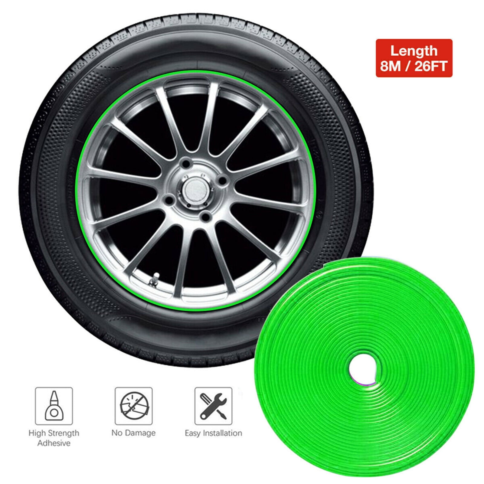 26FT Reflective Wheel Stripe Rim Tape Decoration Trim Pinstripe Decal ...