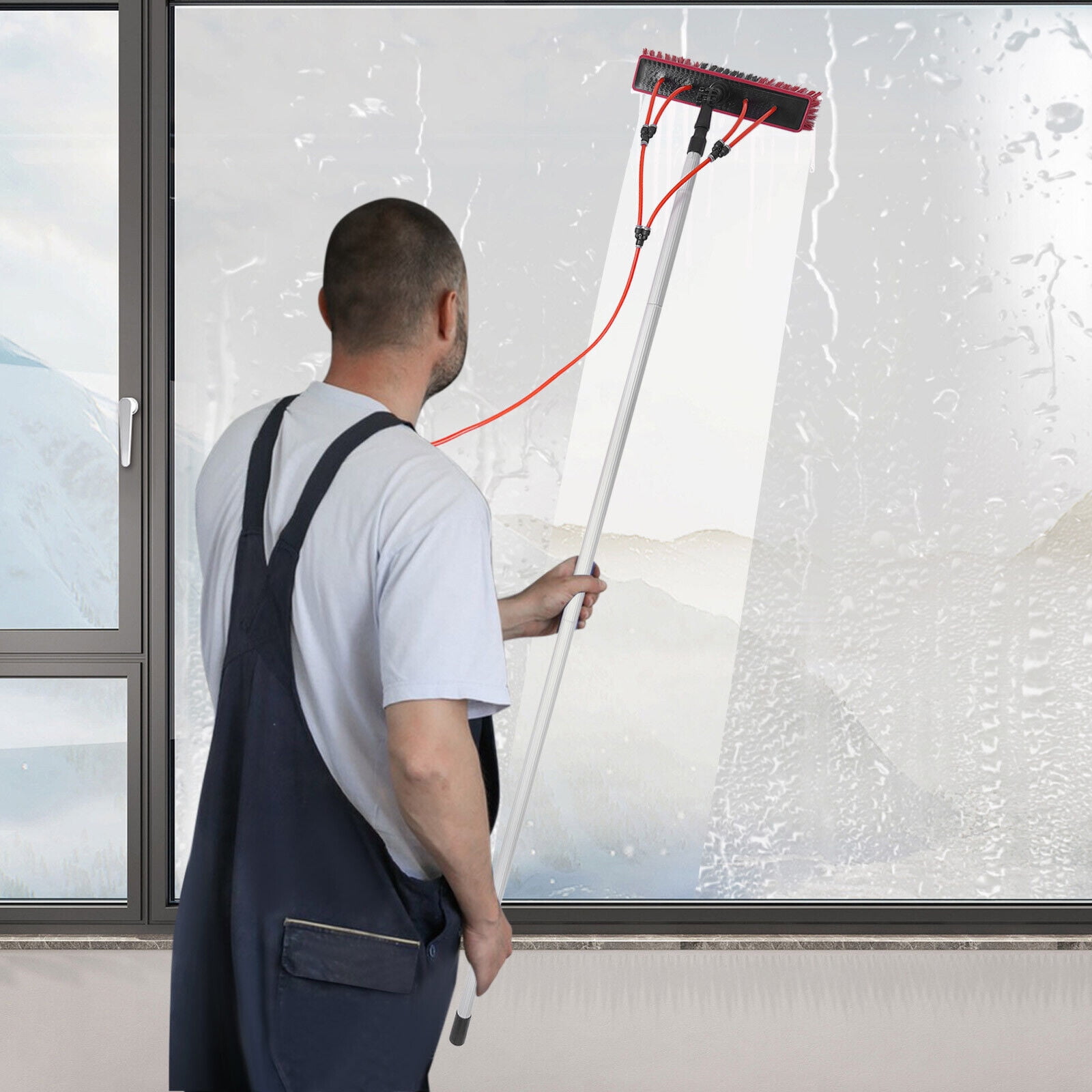 26FT Water Fed Pole Cleaning Brush Tool Window Cleaning Solar Panel ...