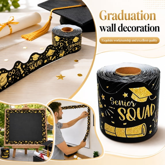 26Feet Graduation Bulletin Board Border Congrats Grad Graduation Hat ...