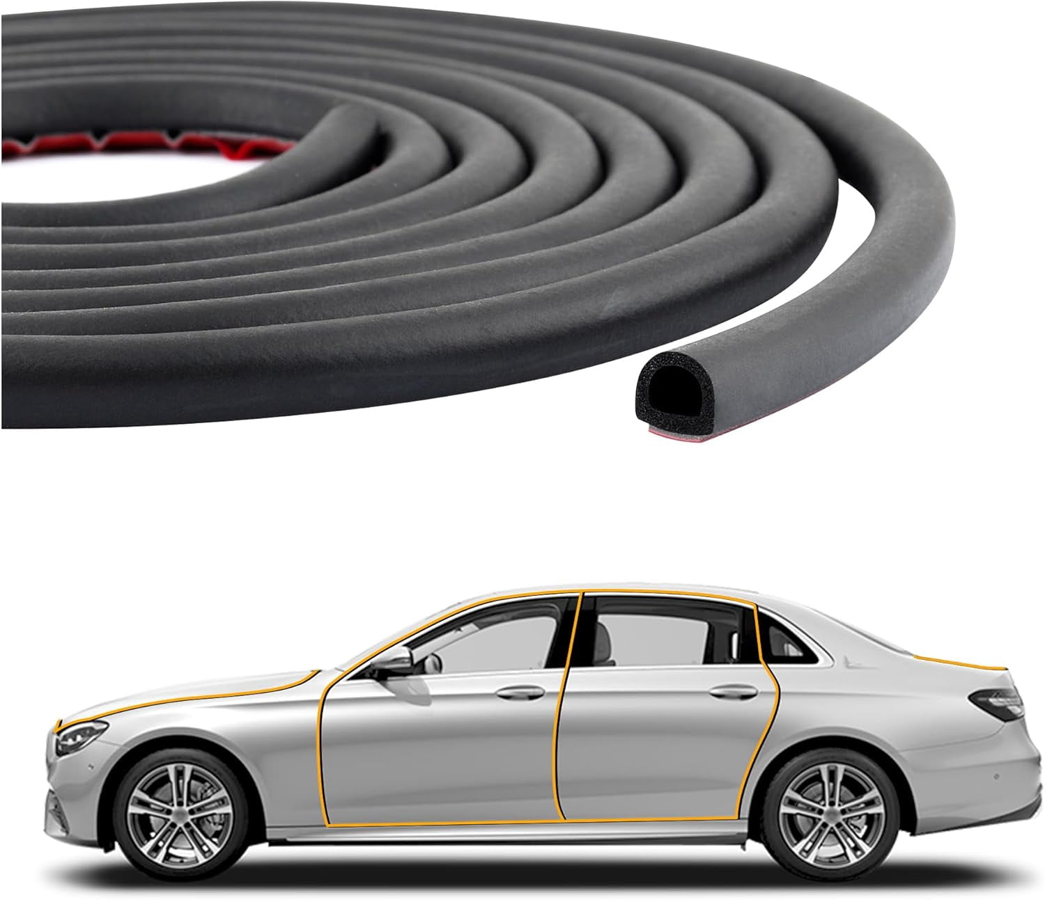 26Ft Automotive Weather Stripping,D-Type Door Seal Strip Fits for Doors ...