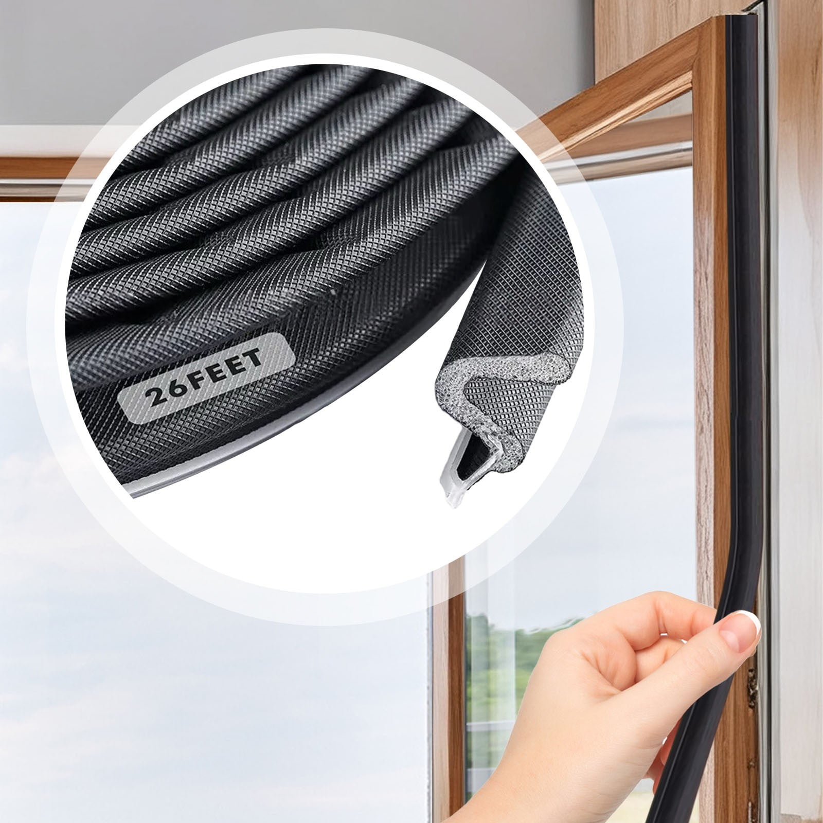 26Ft Weather Stripping for Doors-V-Shaped Kerf Door Seal Strip, Extra ...