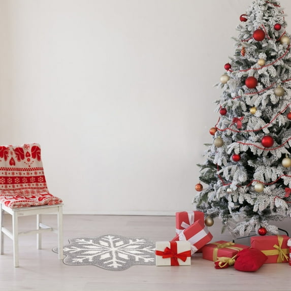 26Inch Christmas Snowflake Doormat Snowflake Welcome Mat Non Slip Round ...