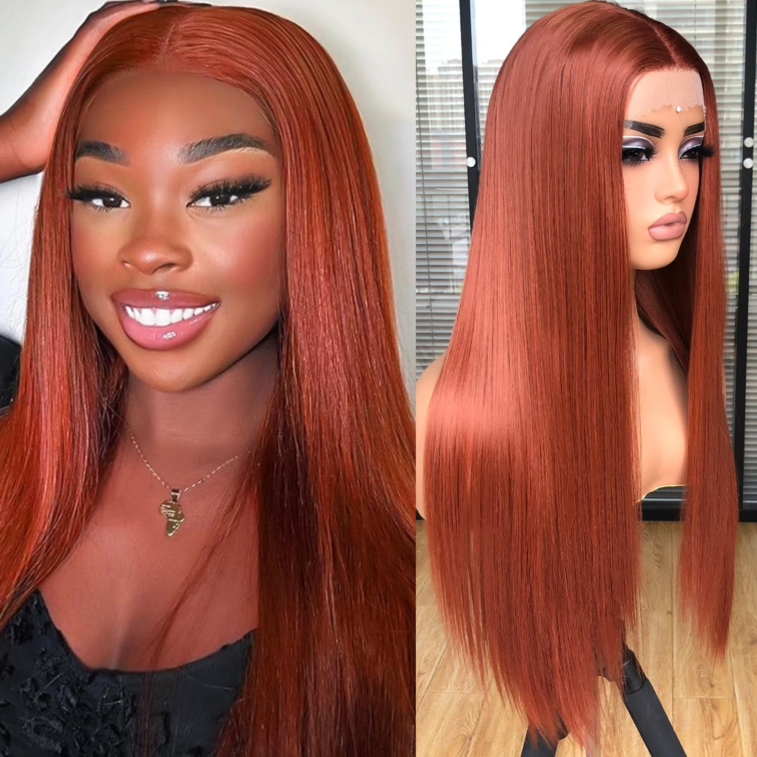 26Inch Lace Front Ginger Wig, Synthetic HD Lace Front Wig, 13x4x1, 22.5 ...