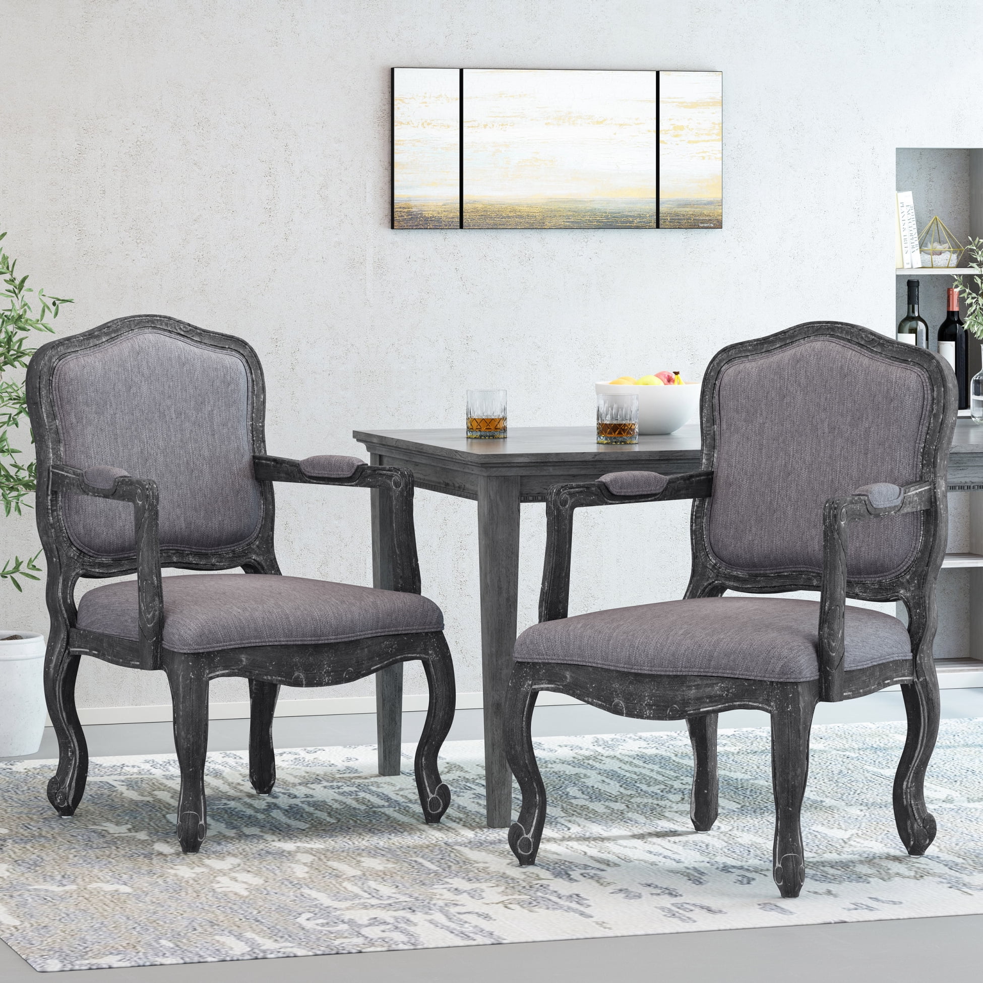 26Inch Wide Dining Chairs Set of 2, French Style Upholstered Living ...