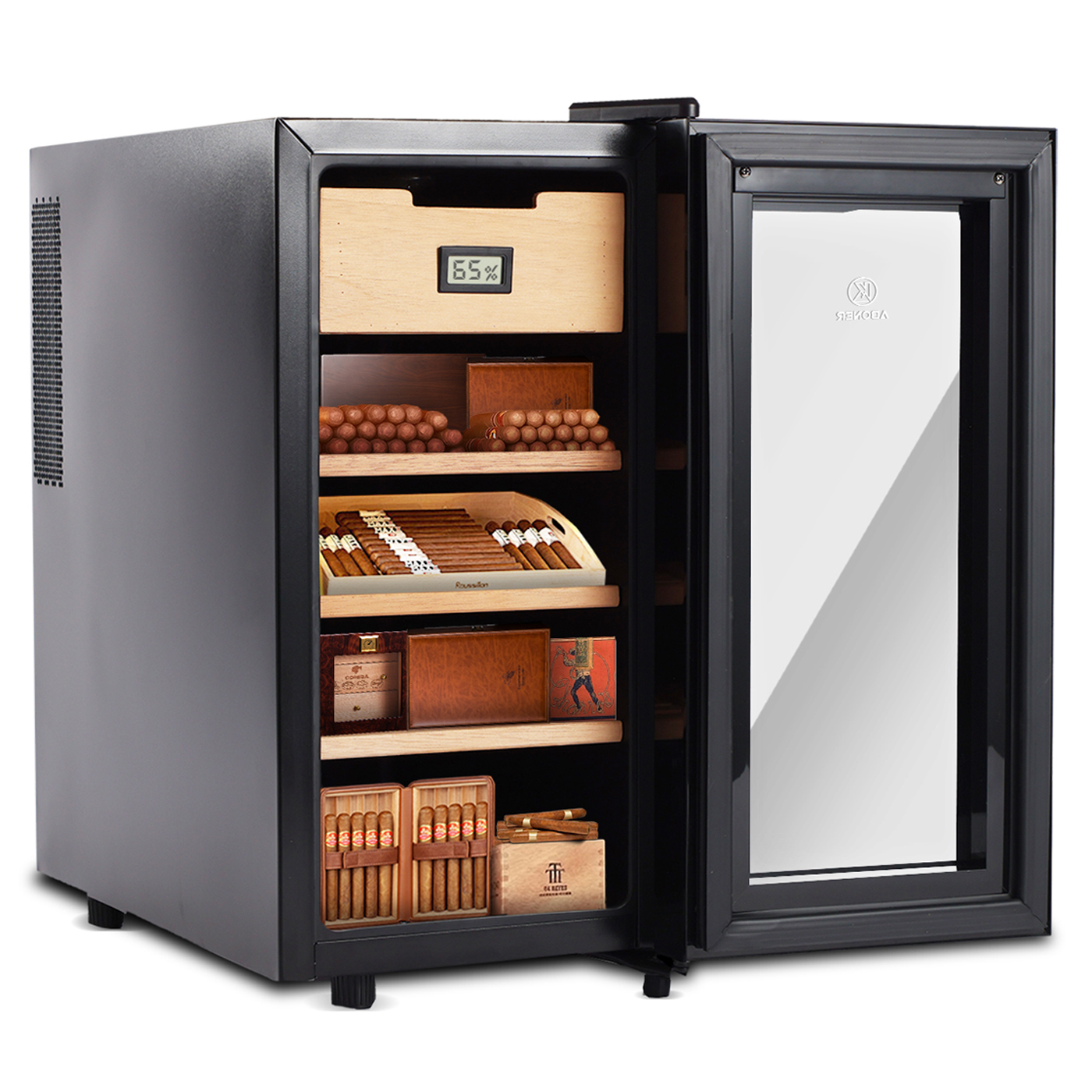 LP Cigar Humidor, Glass Top Desktop Humidor, Storage Box for 20-50 ...