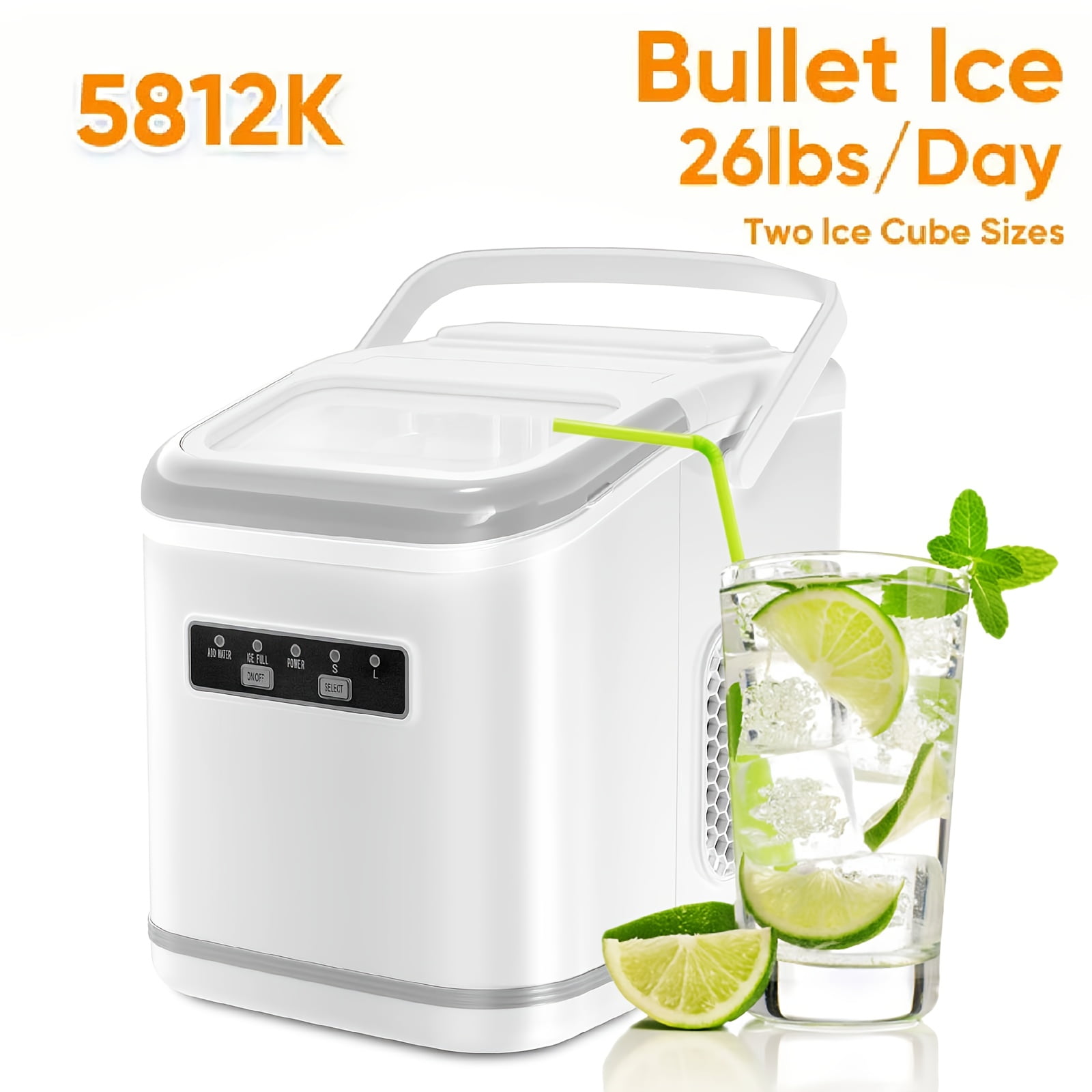 26Lbs/Day Bullet & 35Lbs/Day Nugget Ice Maker - Countertop Portable ...