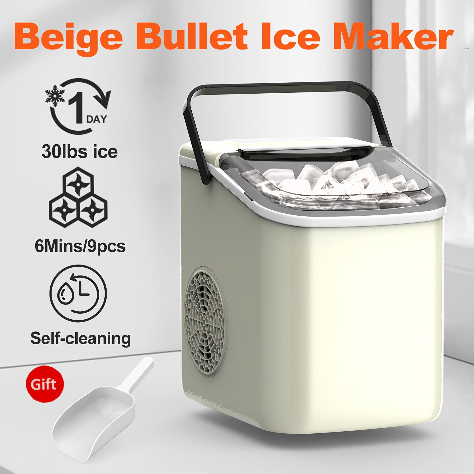 26Lbs Nugget Ice Maker or Bullet Ice Maker - Portable Soft-Chewing ...
