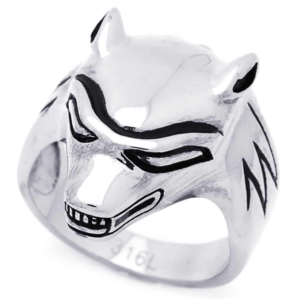 26MM Comfort Fit Stainless Steel Wedding Band Wolf Ring For Men (Size 9 ...