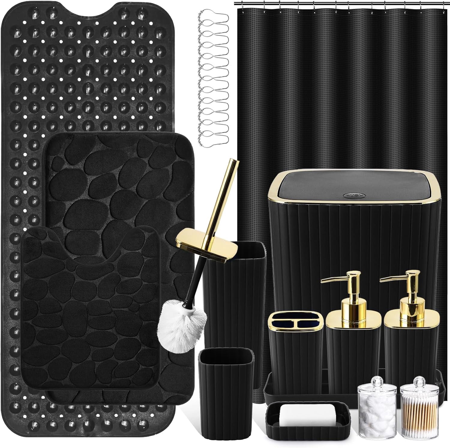 26PC Bathroom Accessories Set - Gorgeous Black Bathroom Set, Bathroom ...