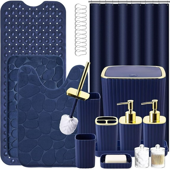 26PC Bathroom Accessories Set - Gorgeous Black Bathroom Set, Bathroom ...
