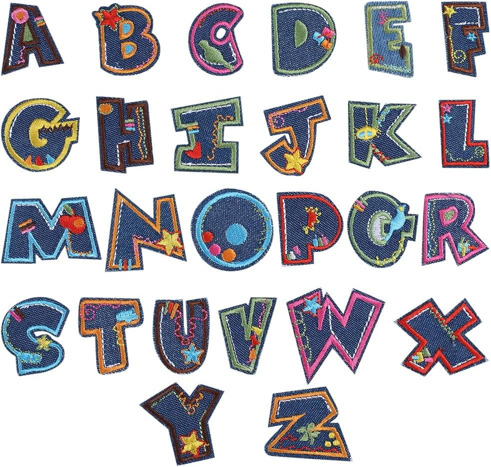 26PCS Alphabet Patches Colorful Embroidered Iron on Patch English ...