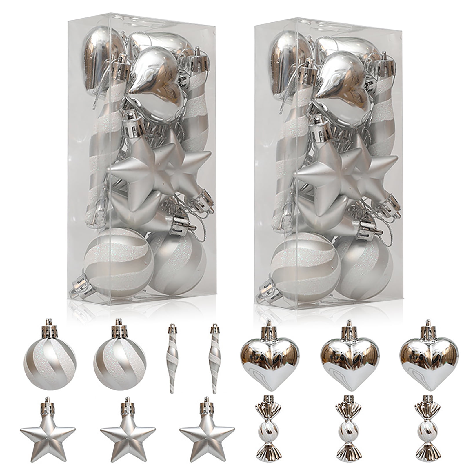 26PCS Christmas Ball Ornaments Set – Christmas Candy Cane Shatterproof ...