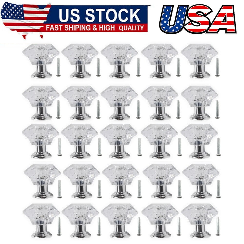 26PCS Clear Crystal Drawer Knobs, 24mm Diamond-Shaped Acrylic Cabinet Knobs Pull - Walmart.com