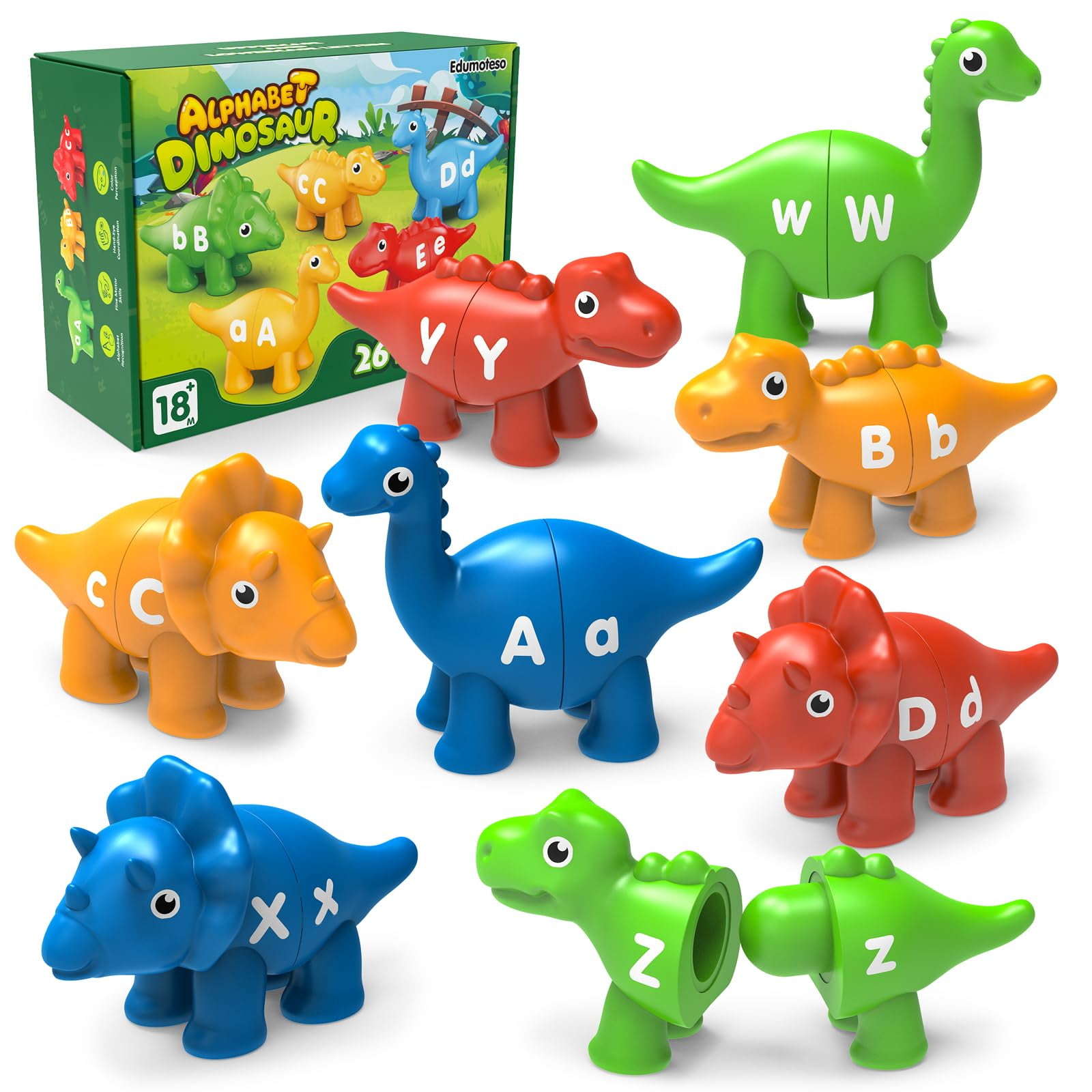 26PCS Dinosaur Alphabet Learning Toys - Uppercase & Lowercase ...