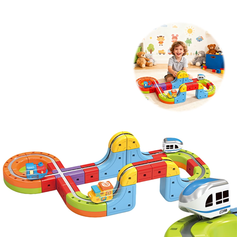 26PCS Electric Magnetic Train Track Sets – DIY Race Car Track Building ...