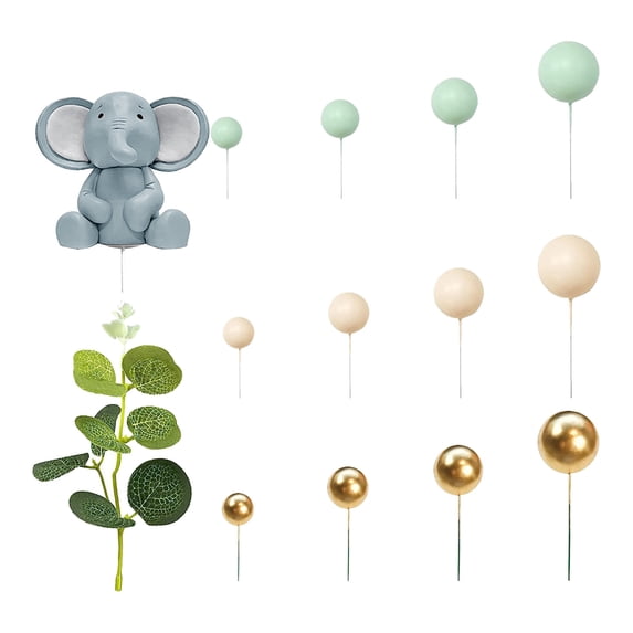 26PCS Elephant Cake Toppers Set with Colored for Party Supplies and ...
