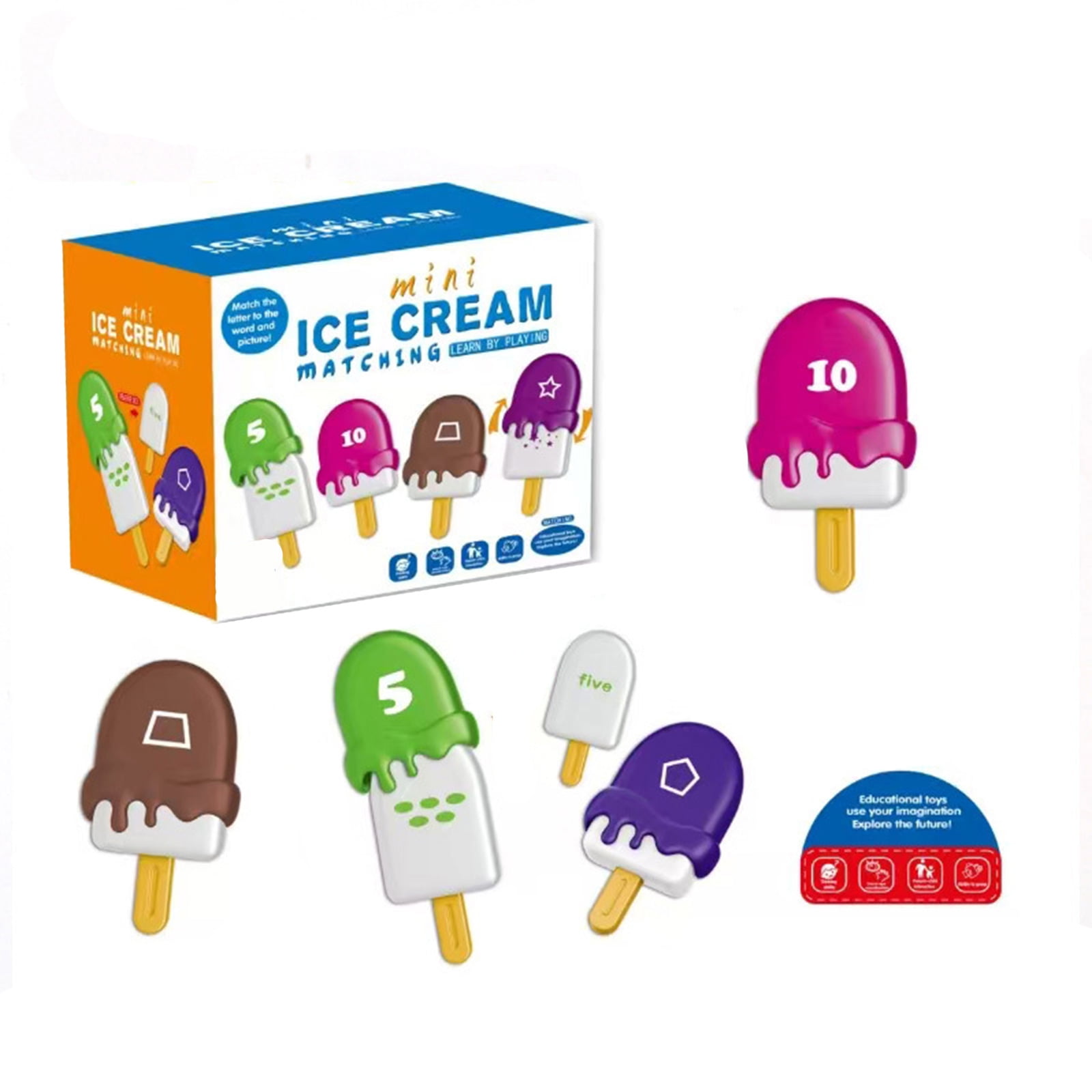26PCS Ice Cream Letter Learning Toy Number Matching Sorting Game ...