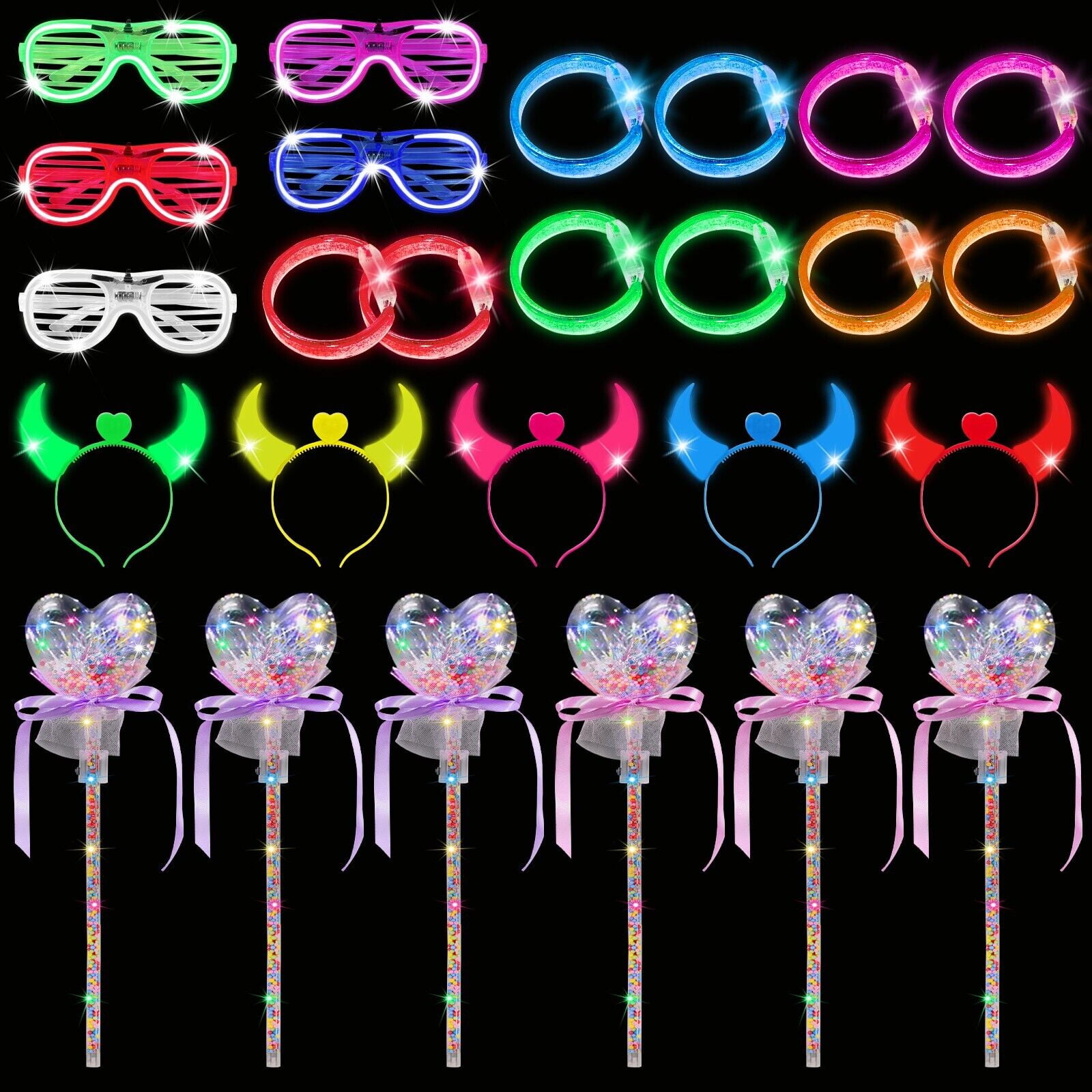 26PCS Light-Up Glow in the Dark LED Party Supplies for Kids Adults ...
