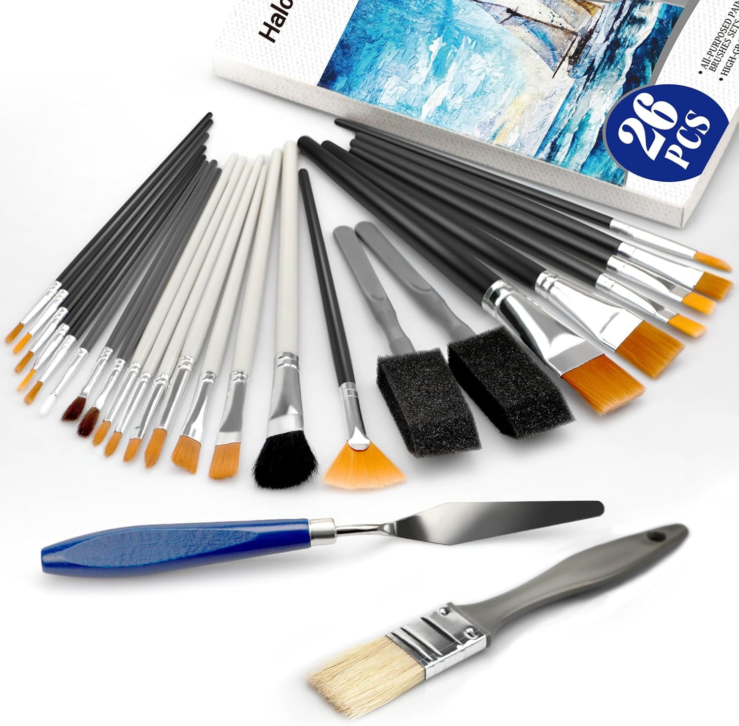 26PCS Painting Brushes Set, 5 Sets of Professional Painting Brushes for ...