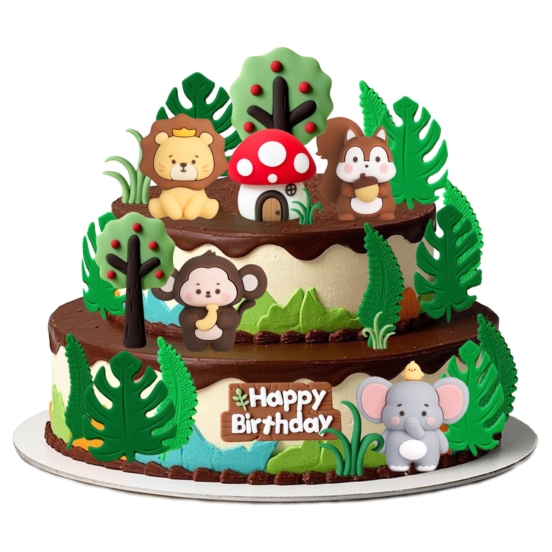 26PCS Safari Cake Decorations, Jungle Wild BSL1 Cake Toppers with ...