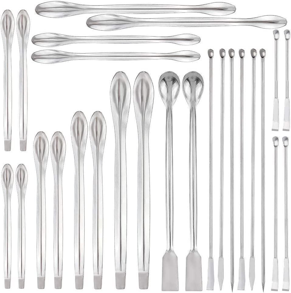 26PCS Stainless Steel Lab Measuring Spatula Set Micro Lab Scoop/Spoon ...