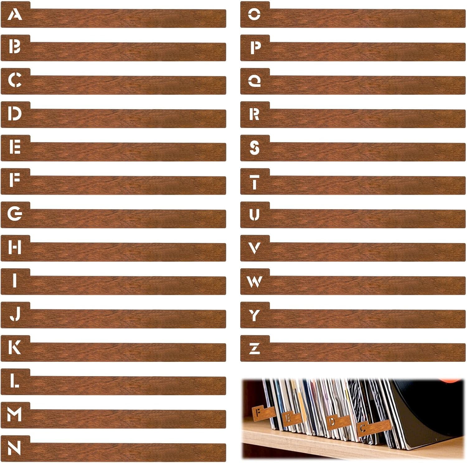 26PCS Wooden Alphabetical Vinyl Record Dividers A-Z – Horizontal ...