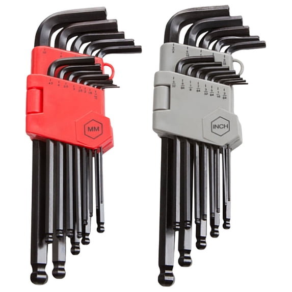 26Pc Industrial Allen Key Set with Ball Point End, Sae And Mm Sizes ...