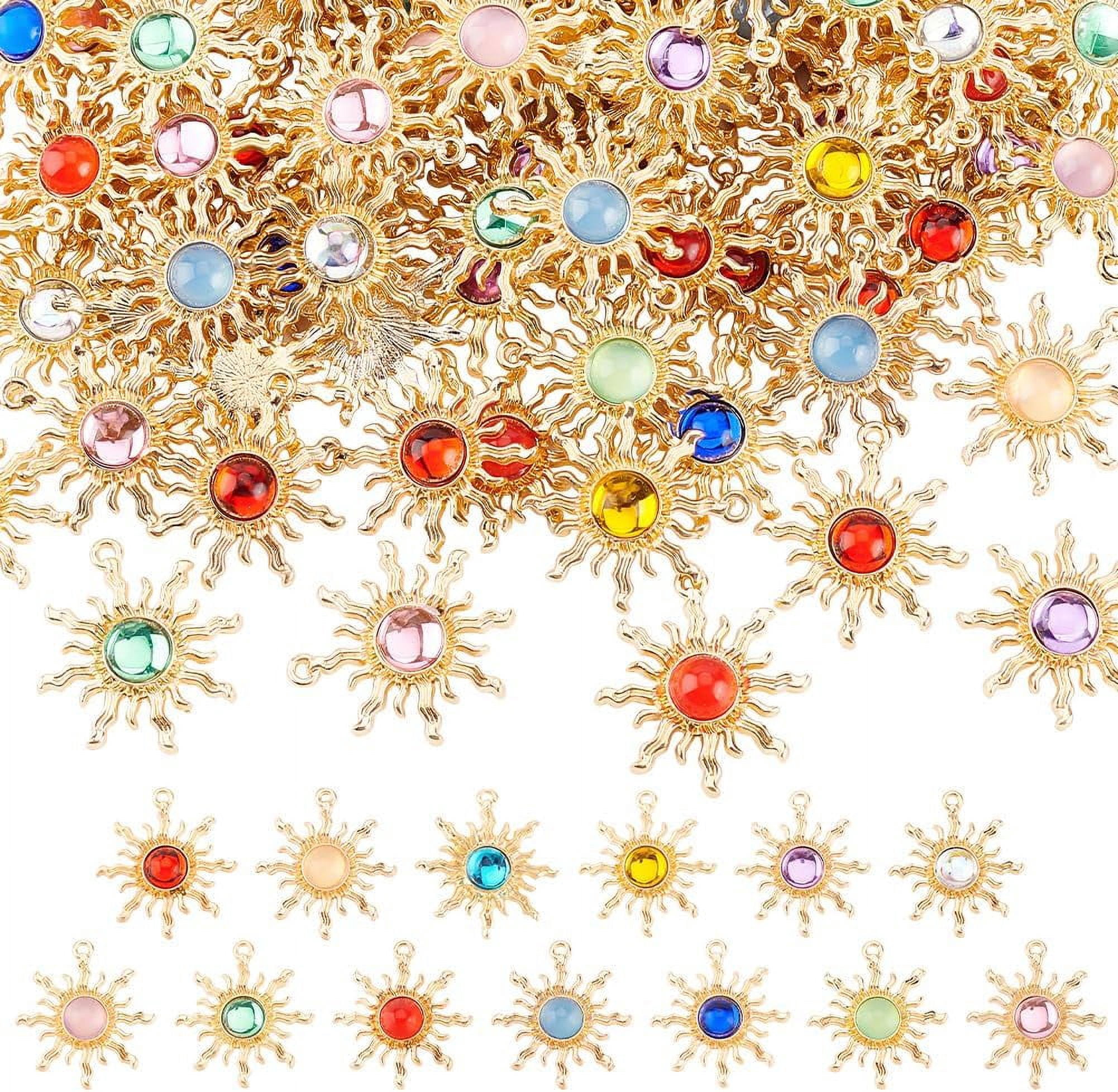 26Pcs 13 Colors Sun Charms Mini Sun Resin Pendants with Rack Plating ...