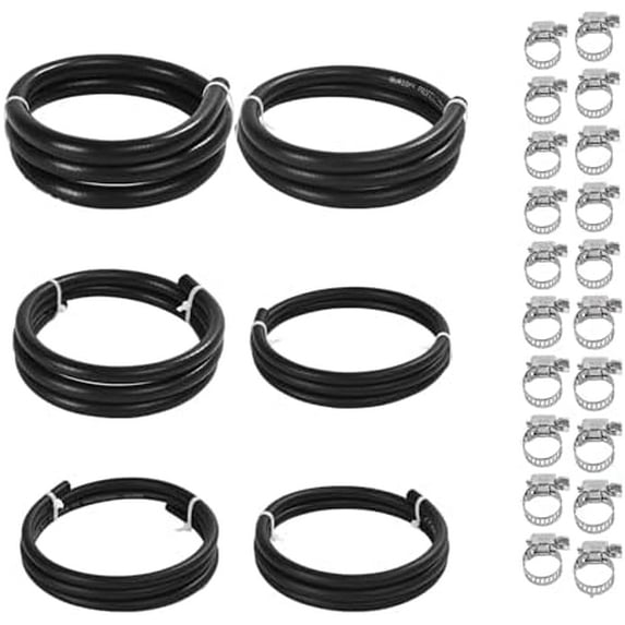 26Pcs 5Ft Fuel Line Hose Kit with 20pcs Clamps, Fuel Hose 5/32" 3/8" 5/ ...