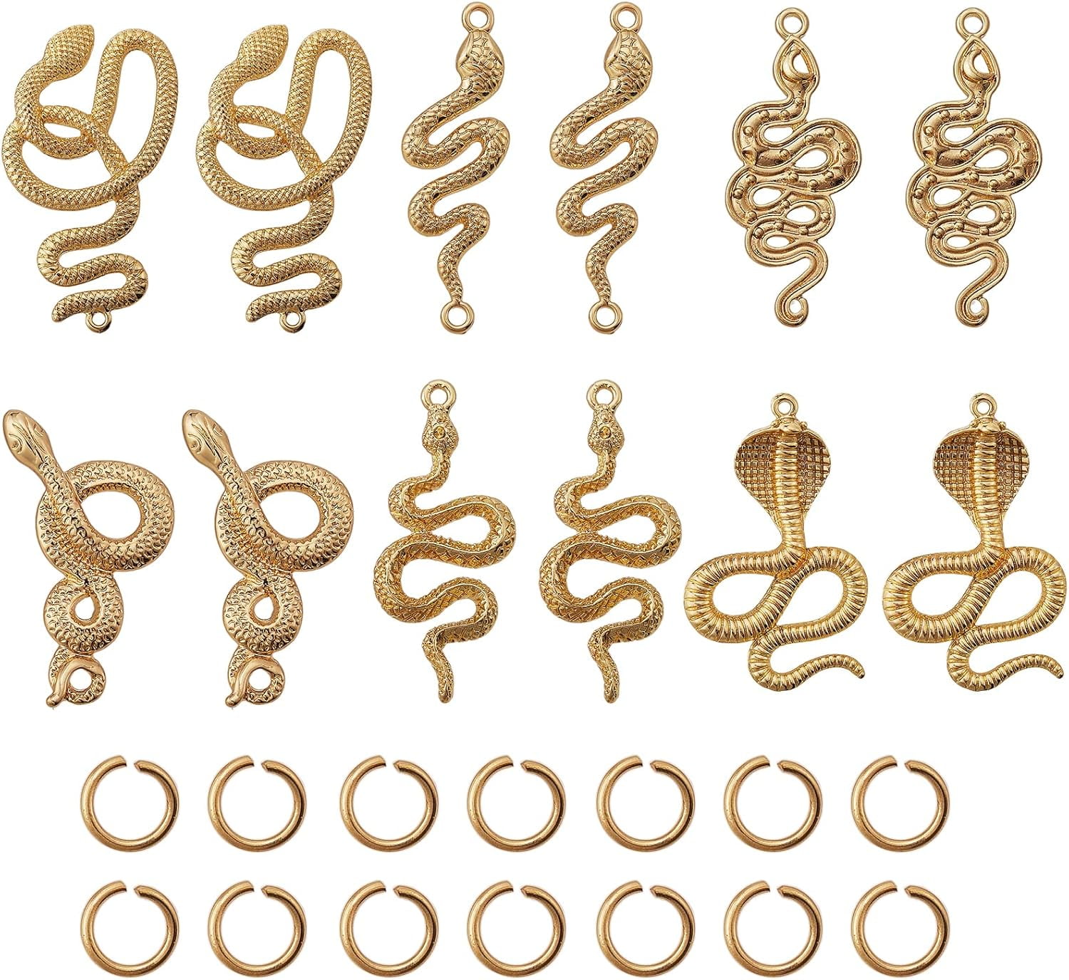 26Pcs 7 Style Alloy Snake Big Charm Metal Cobra Snake Pendants Kits ...