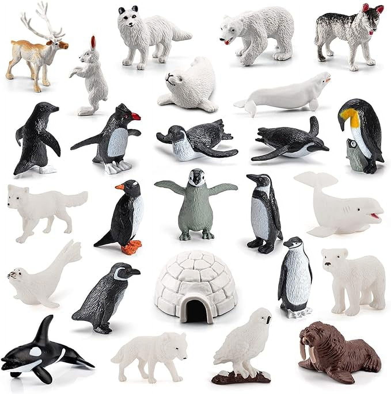 26Pcs Arctic Animal Figures - Polar Animal Toys Figurines with Penguins ...