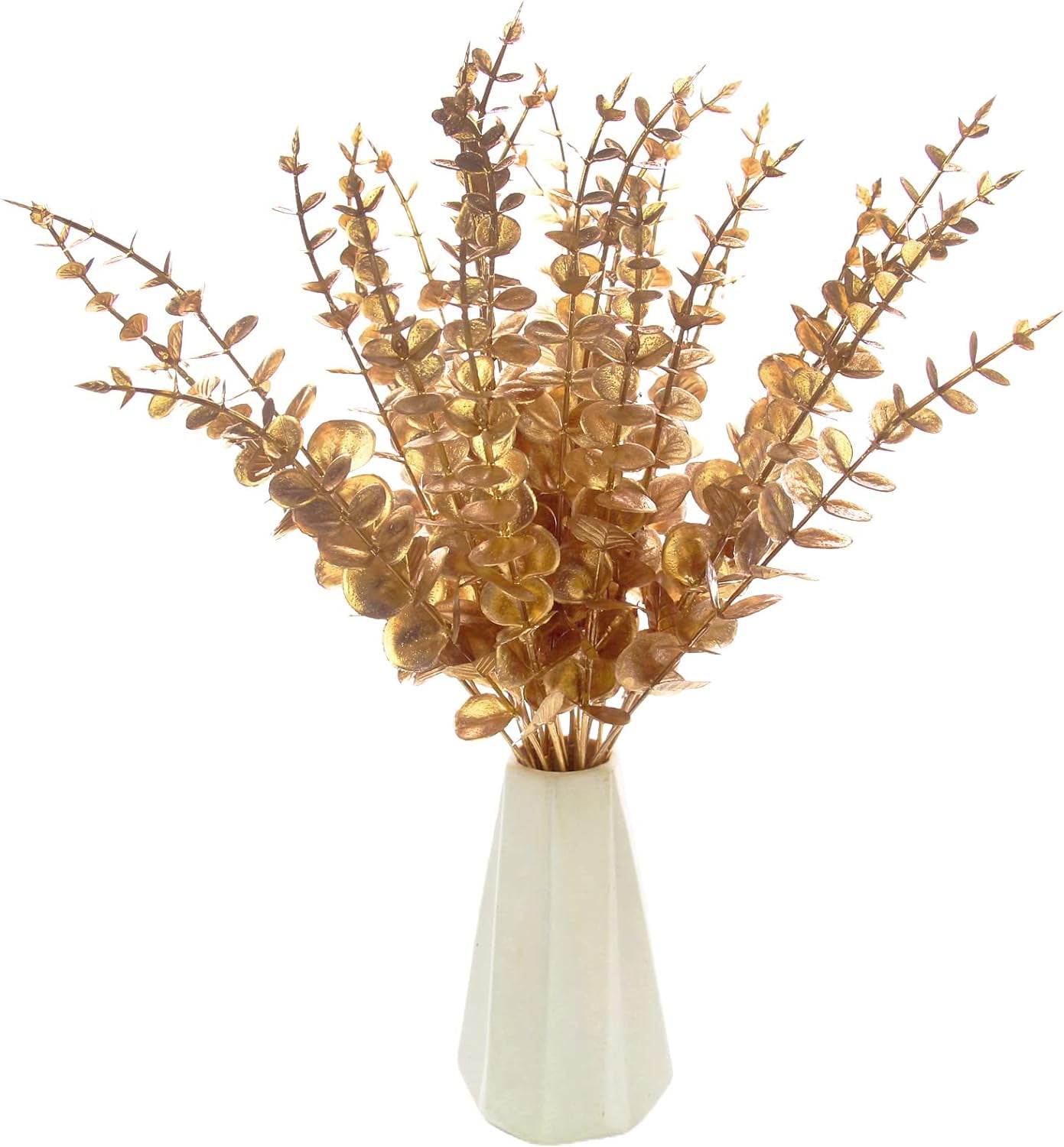 26Pcs Artificial Eucalyptus Stems Gold Faux Eucalyptuses Branch Real ...