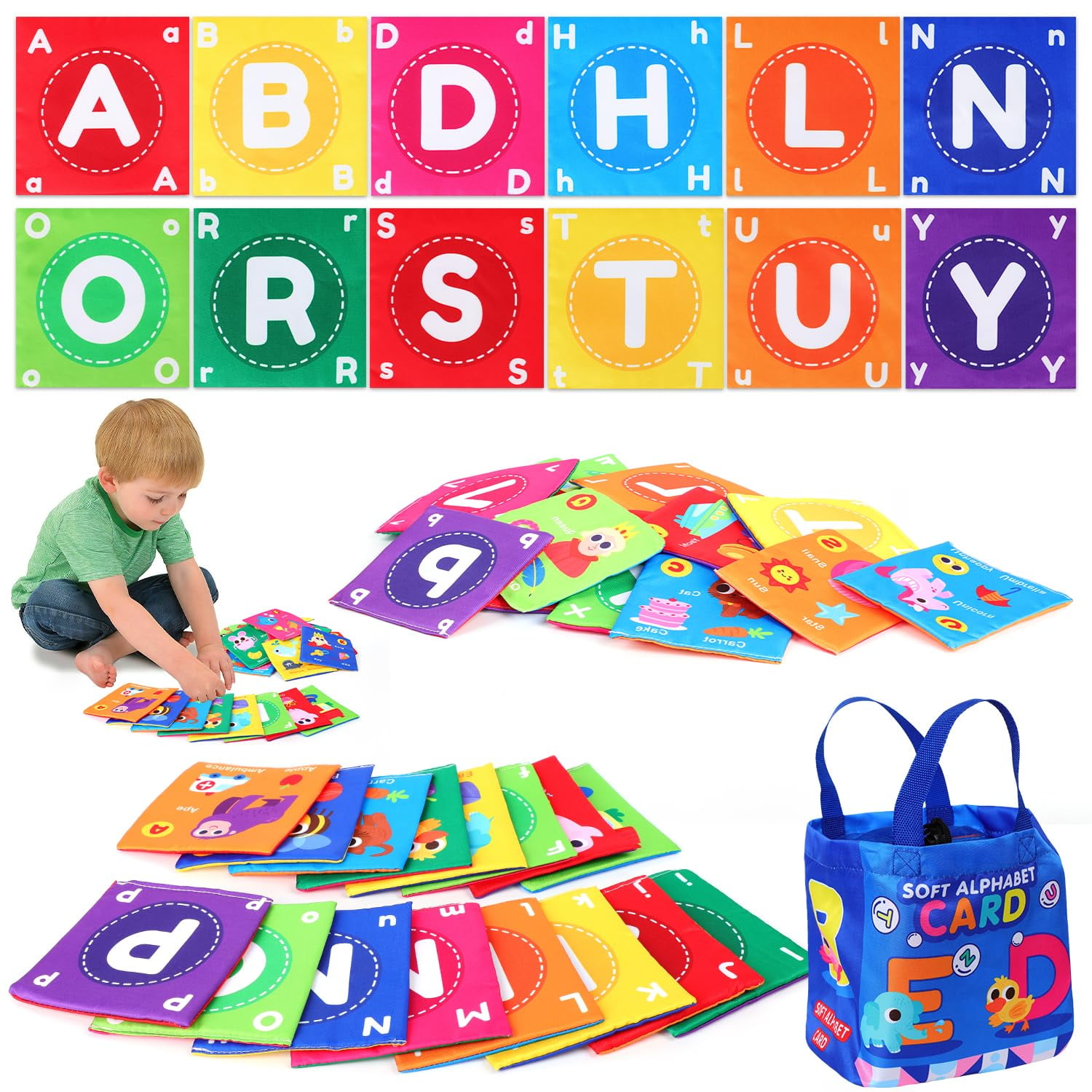 26Pcs Baby Soft Alphabet MMF7 Cards,Alphabet Baby Flash Cards Bag ...