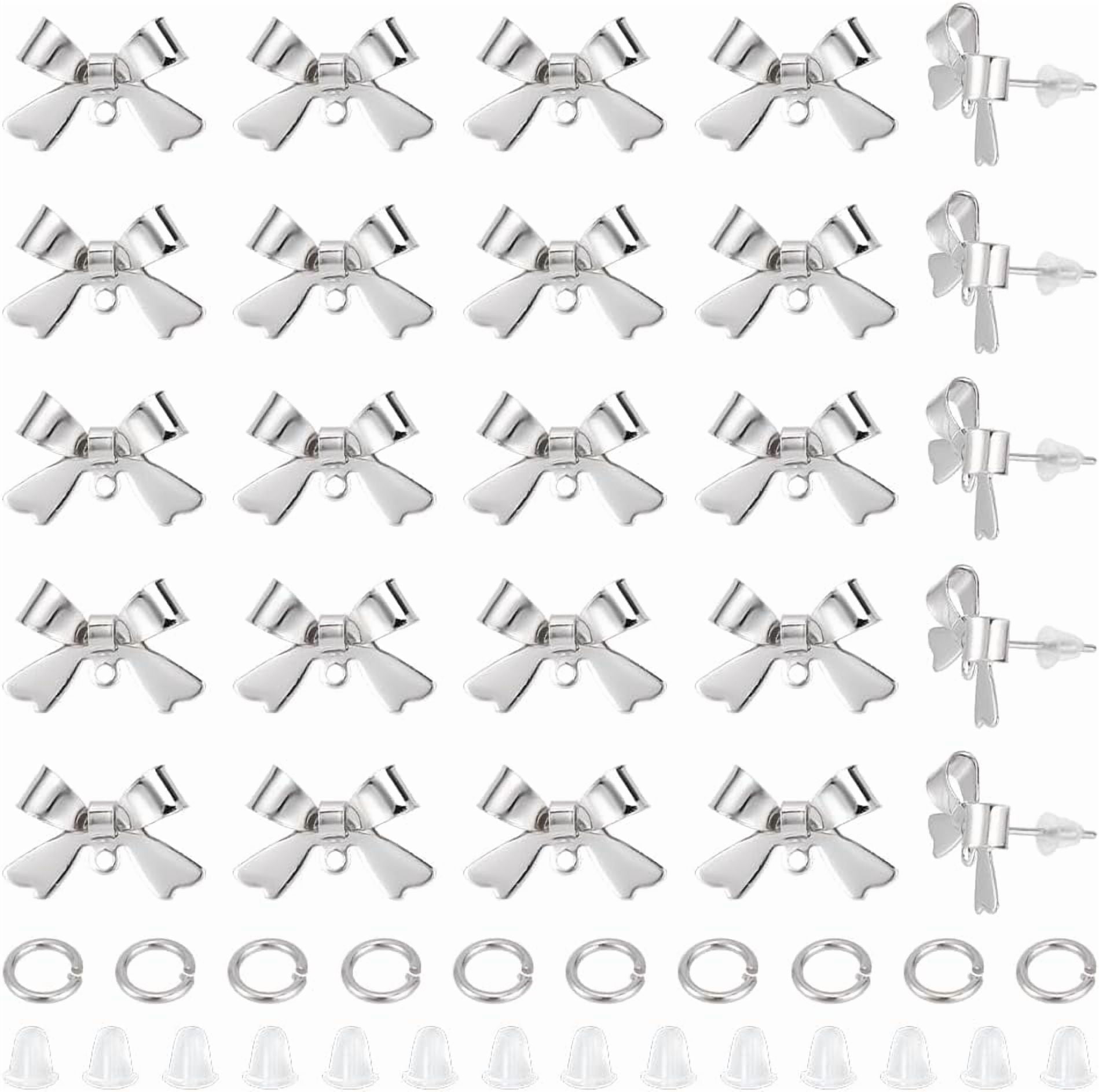 26Pcs Bowknot Brass Earring Findings with 26Pcs Brass Open Jump Rings ...