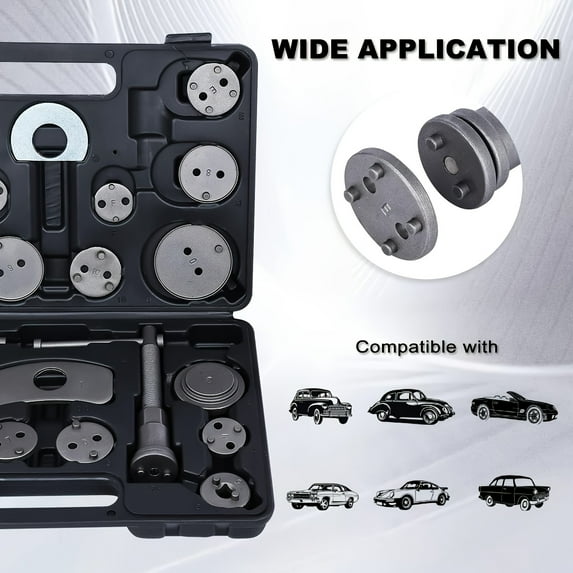 26Pcs Brake Caliper Wind Back & Compression Tool Kit - 18 Disc Adapters ...