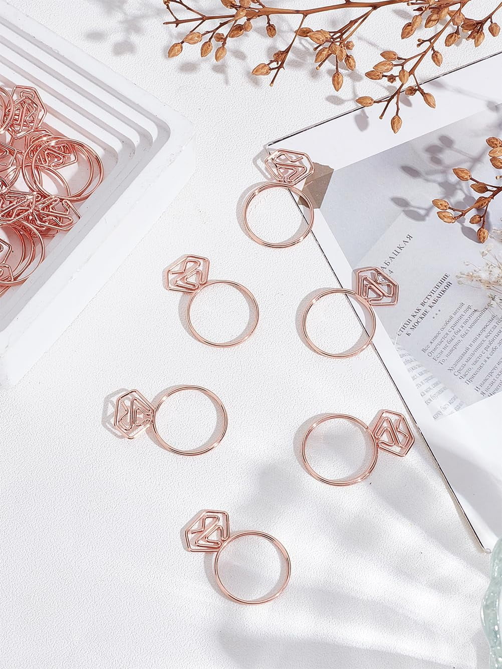 26Pcs Diamond Ring Shape Paper Clips Cute Paperclips Funny Bookmark ...