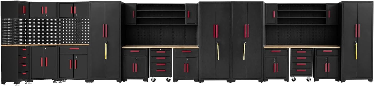 26Pcs Garage Cabinets and Storage System Corner Workshop Set with ...