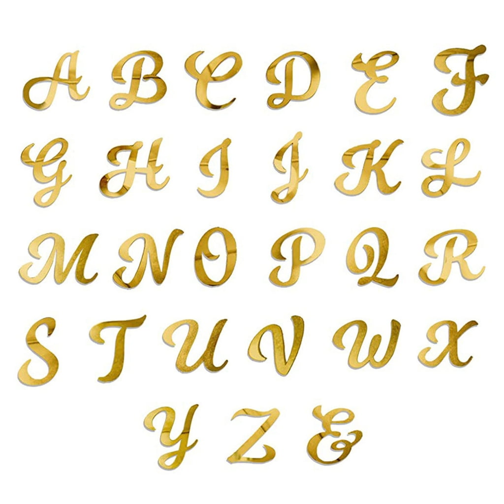 26Pcs Gold Acrylic Alphabets Cake Toppers, Mirrored Gold Letter Picks ...