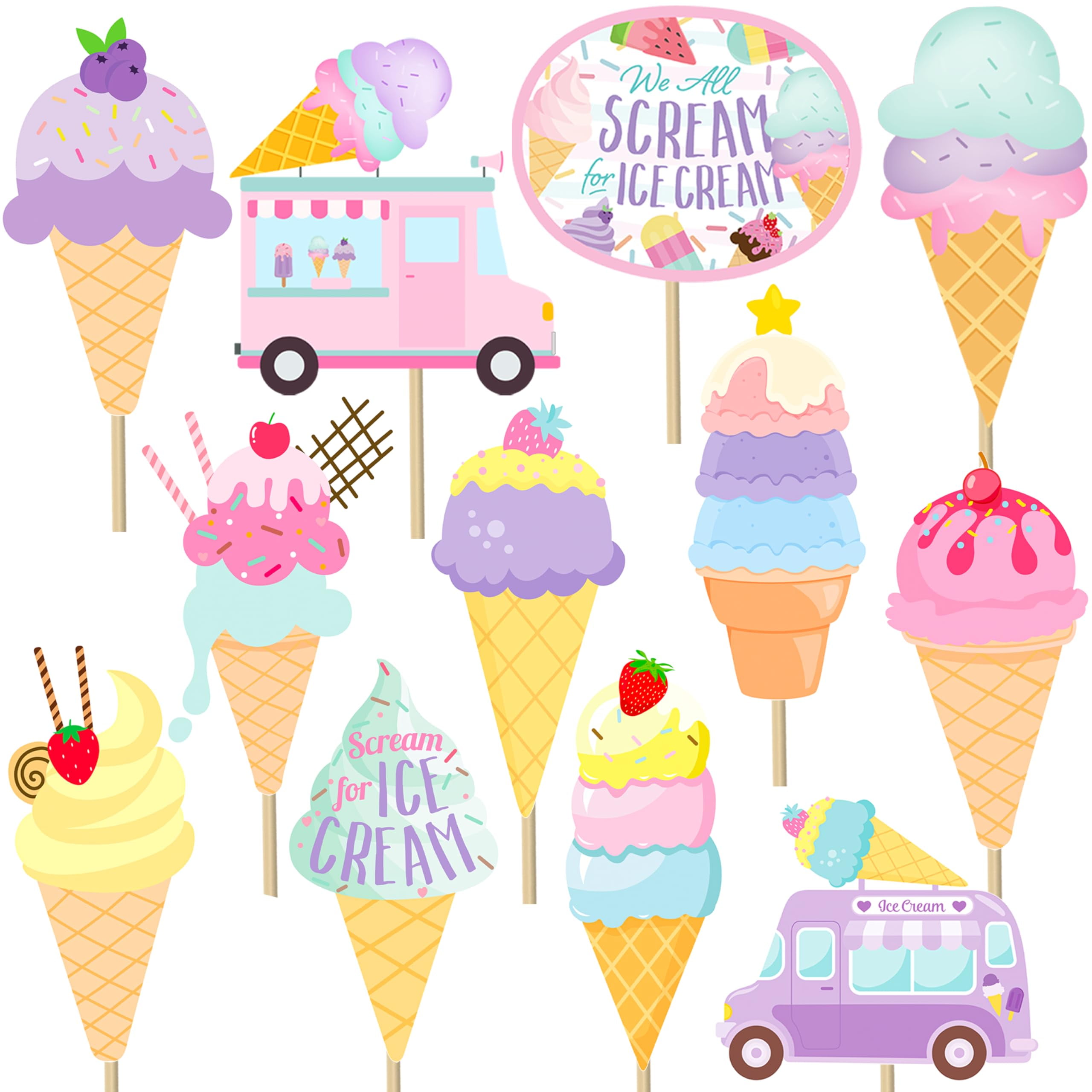 26Pcs Ice Cream Centerpiece Sticks Ice Cream Centerpiece Decorations ...