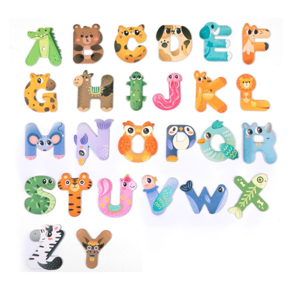 26Pcs Magnetic Letters Fridge Magnet Letters Toys Fun Animals D3P7 ...