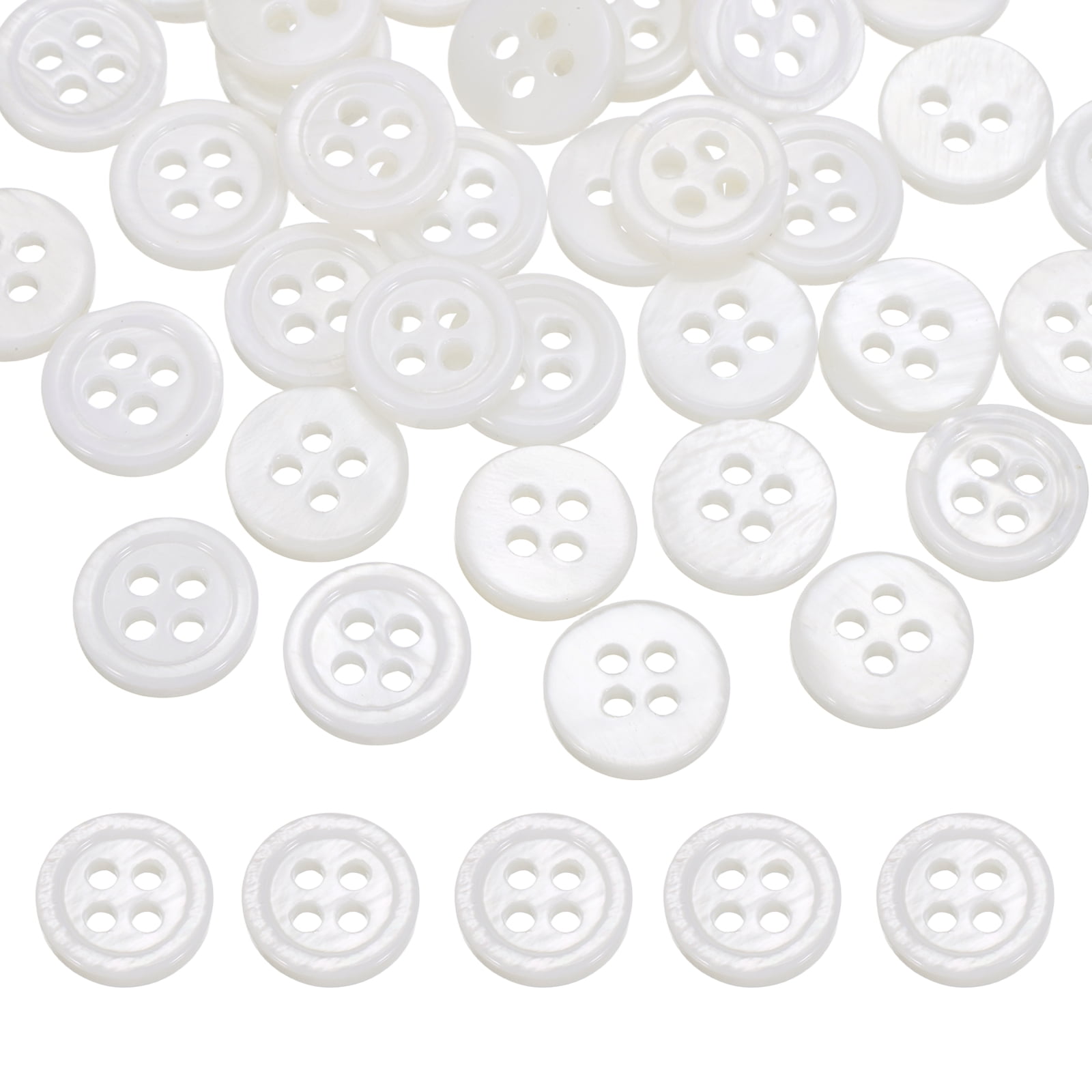26Pcs Natural Shell Buttons,10mm 4 Holes Pearl Button,White - Walmart.com