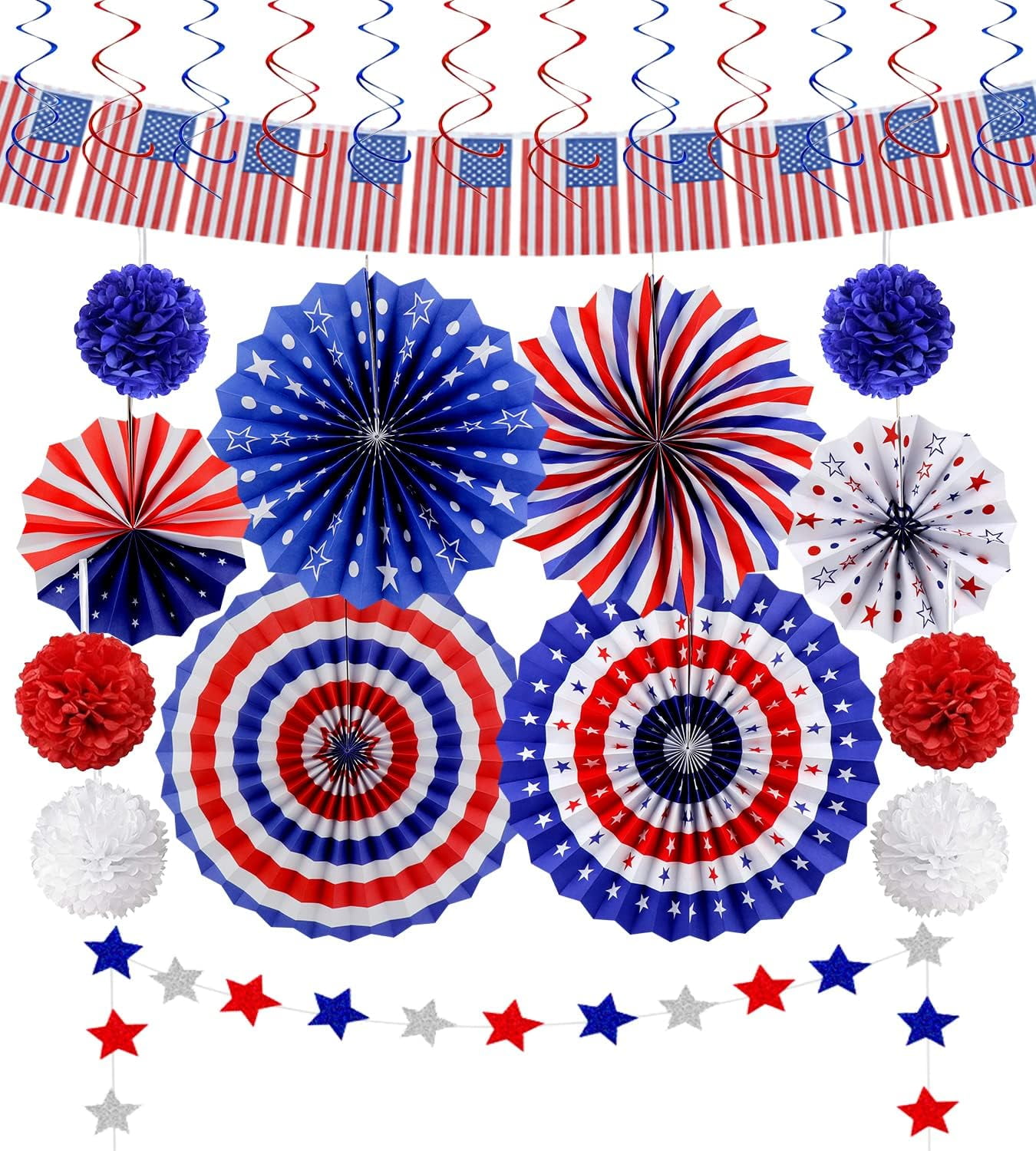 26pcs Patriotic Party Decorations 4th Of July Decor Set Usa Flag