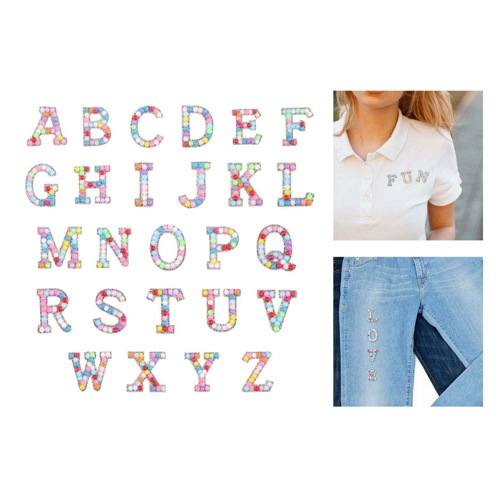 26Pcs Rhinestone Letter Patches, Alphabet Patch DIY Projects, Sew on ...