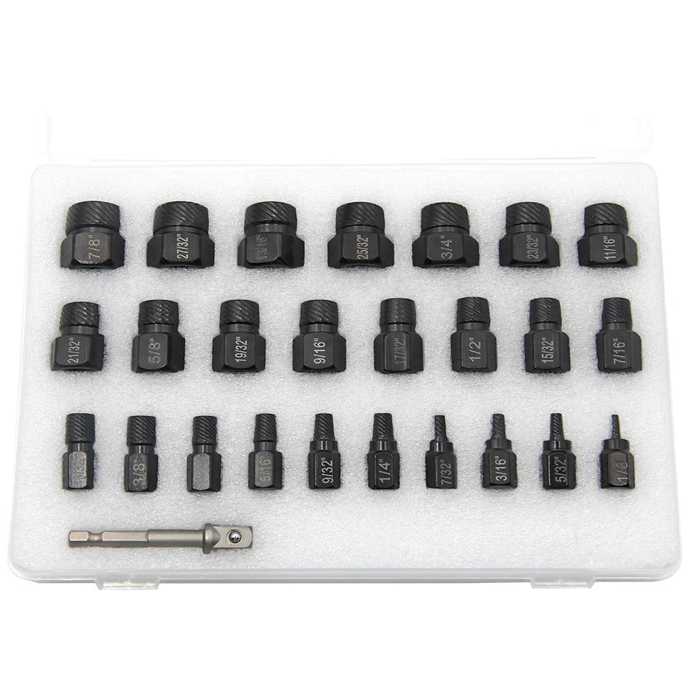 26Pcs Screw Bolt Extractor Drill Bit Stud Slip Teeth Stripped Broken ...